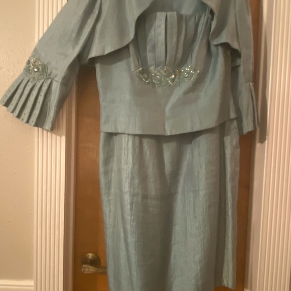 Dresses | Km Collections By Milla Bell Size 14 Fitted Sea Salt Aqua ...